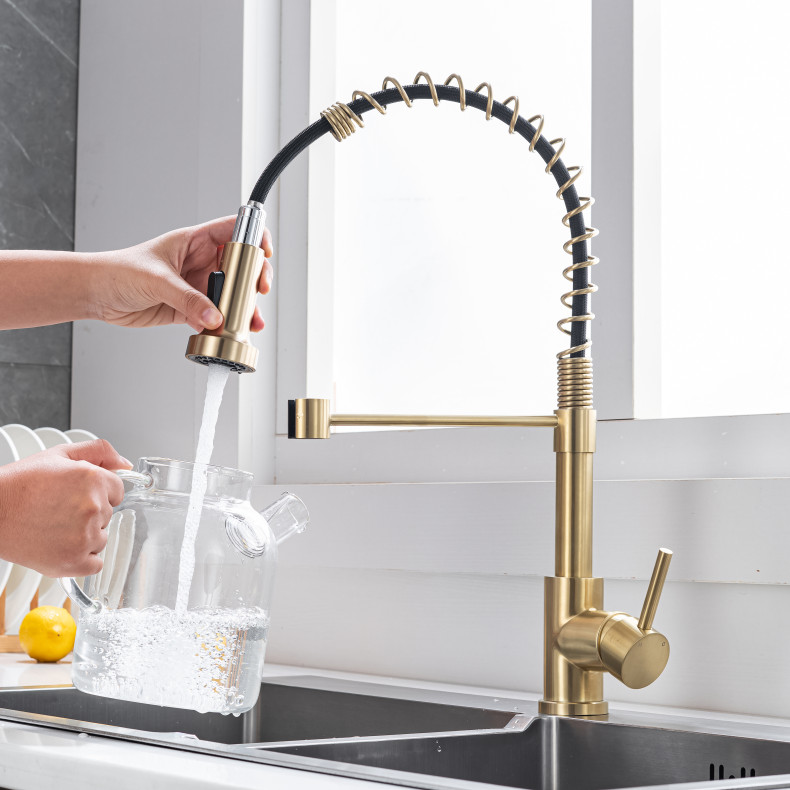 Pull-Out Kitchen Faucet with Dual Function Spray Head - TAPEEI